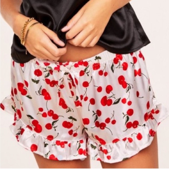 Bloomingdale's | Shorts | My Satin Cherry Women Panty Shorts Lace Trim ...